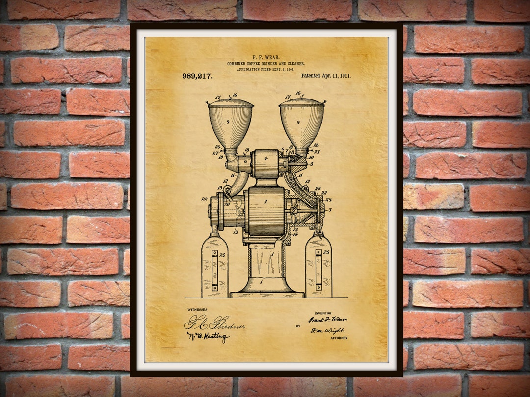 1909 Coffee Grinder Patent Print - Coffee Mill Blueprint - Restaurant ...