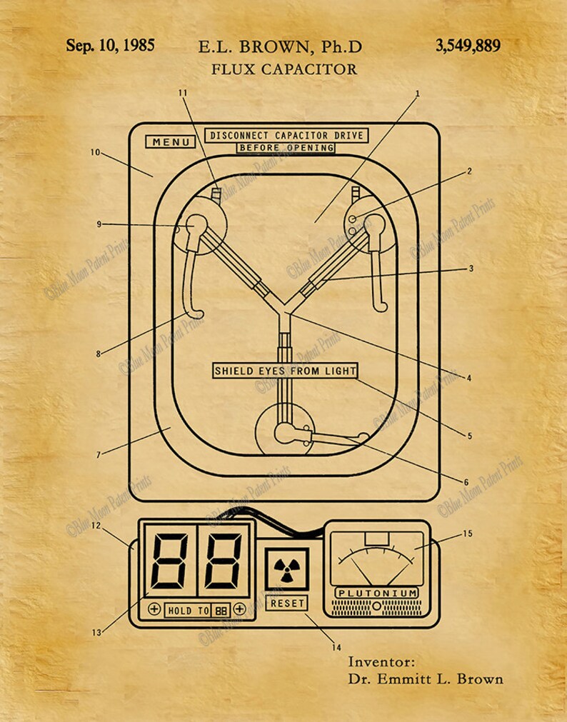 1985 Flux Capacitor Patent Print Time Travel Invention Doc - Etsy Ireland