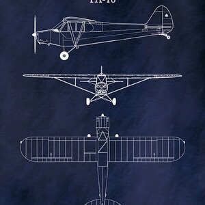 Piper Super Cub PA-18 Drawing - Piper Cub Poster, Piper Cub Blueprint ...