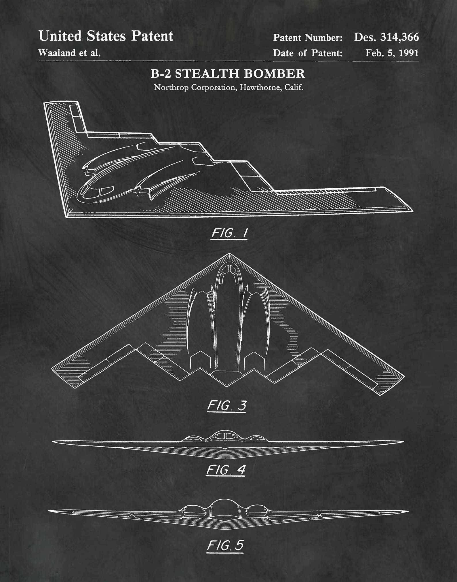 1991 B-2 Stealth Bomber Northrop Grumman Patent Print B2 | Etsy