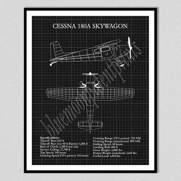 Cessna 180 Drawing - Etsy