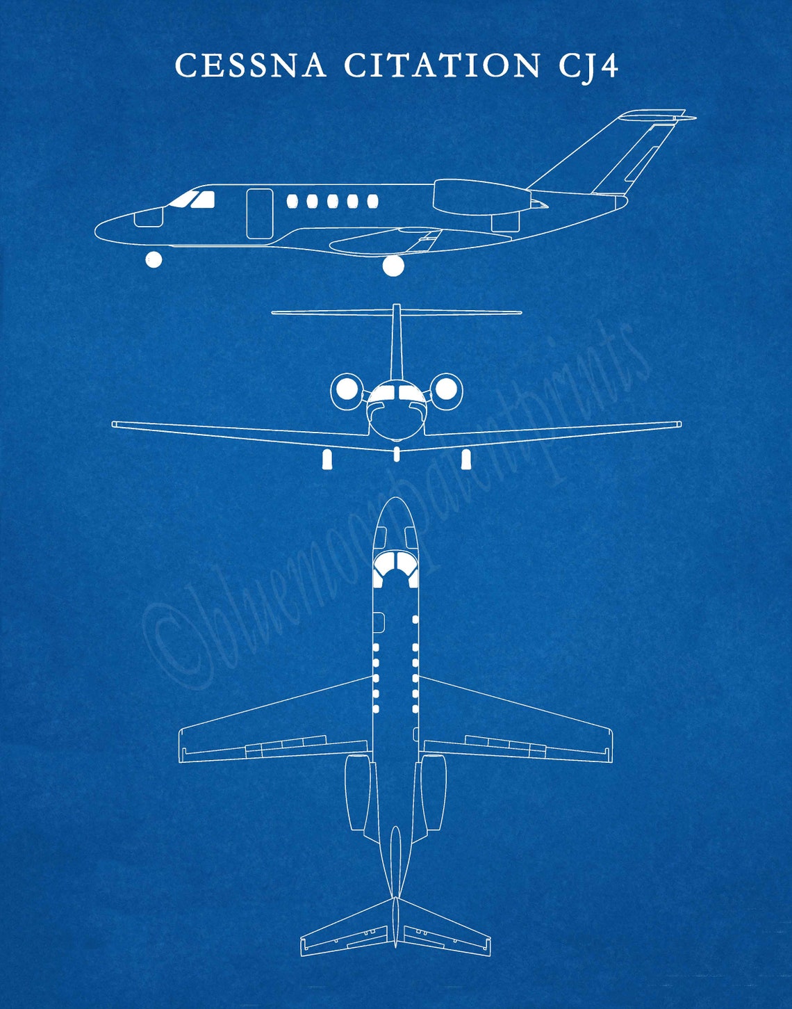 Cessna CJ4 Drawing Cessna Citation CJ4 Jet Blueprint Cessna - Etsy