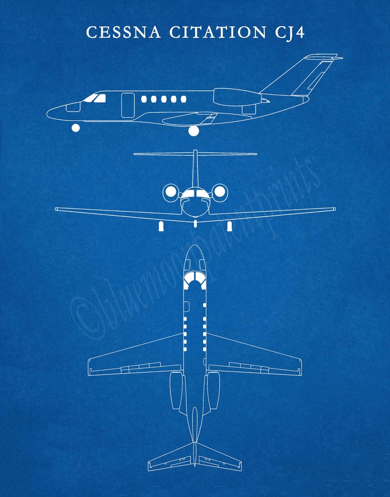 Cessna CJ4 Drawing Cessna Citation CJ4 Jet Blueprint Cessna - Etsy