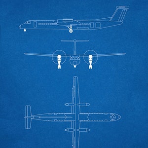 Bombardier Dash 8 Q400 Drawing, Dash 8 Airplane Poster, Pilot Art, De ...