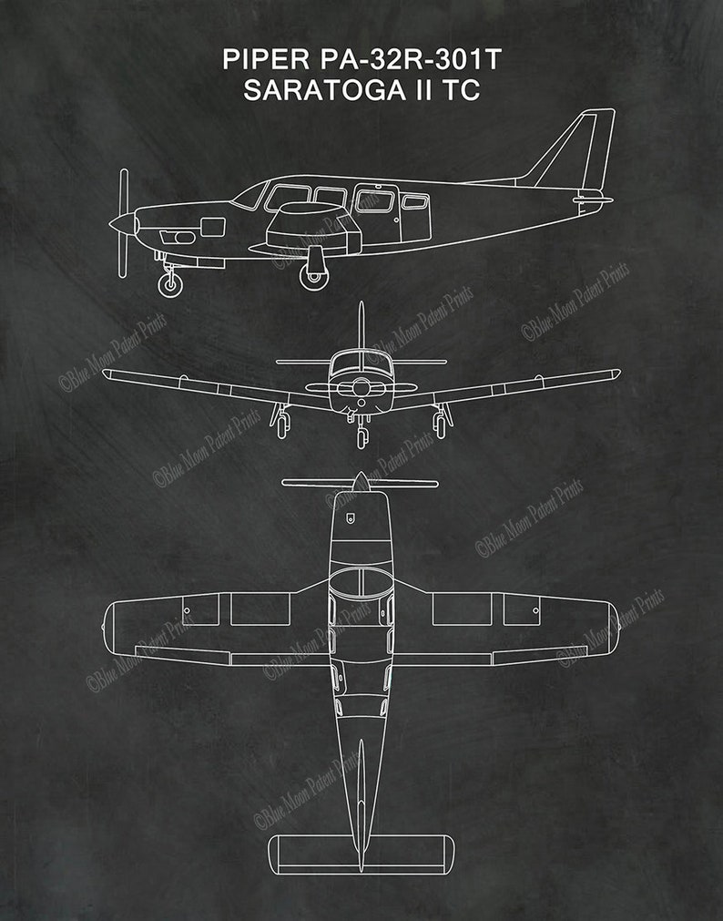 Piper PA-32R-301T Drawing Piper Saratoga Ii TC Poster Piper - Etsy