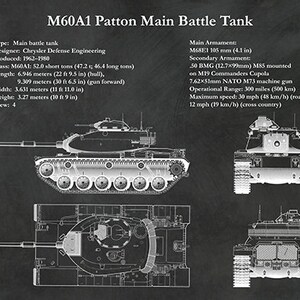 M60A1 Patton Main Battle Tank Designed for the Military, M60A1 Drawing ...