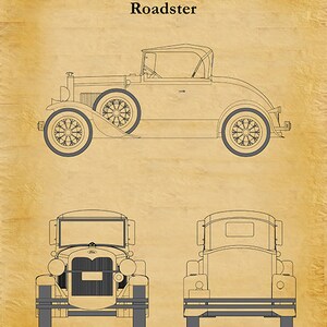 1931 Model A Ford Roadster Poster, 1931 Model A Roadster Blueprint ...