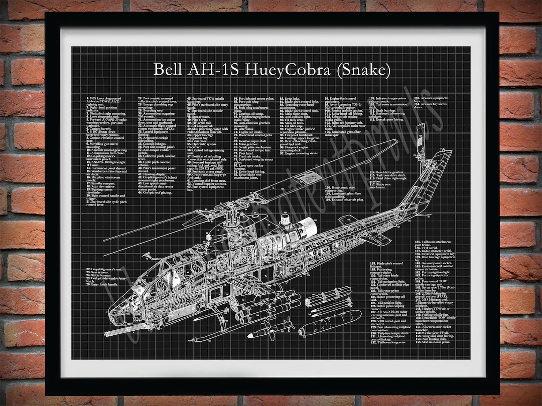 Bell AH-1 Cobra, AH-1S Huey-cobra Blueprint, AH-1S Huey Snake ...