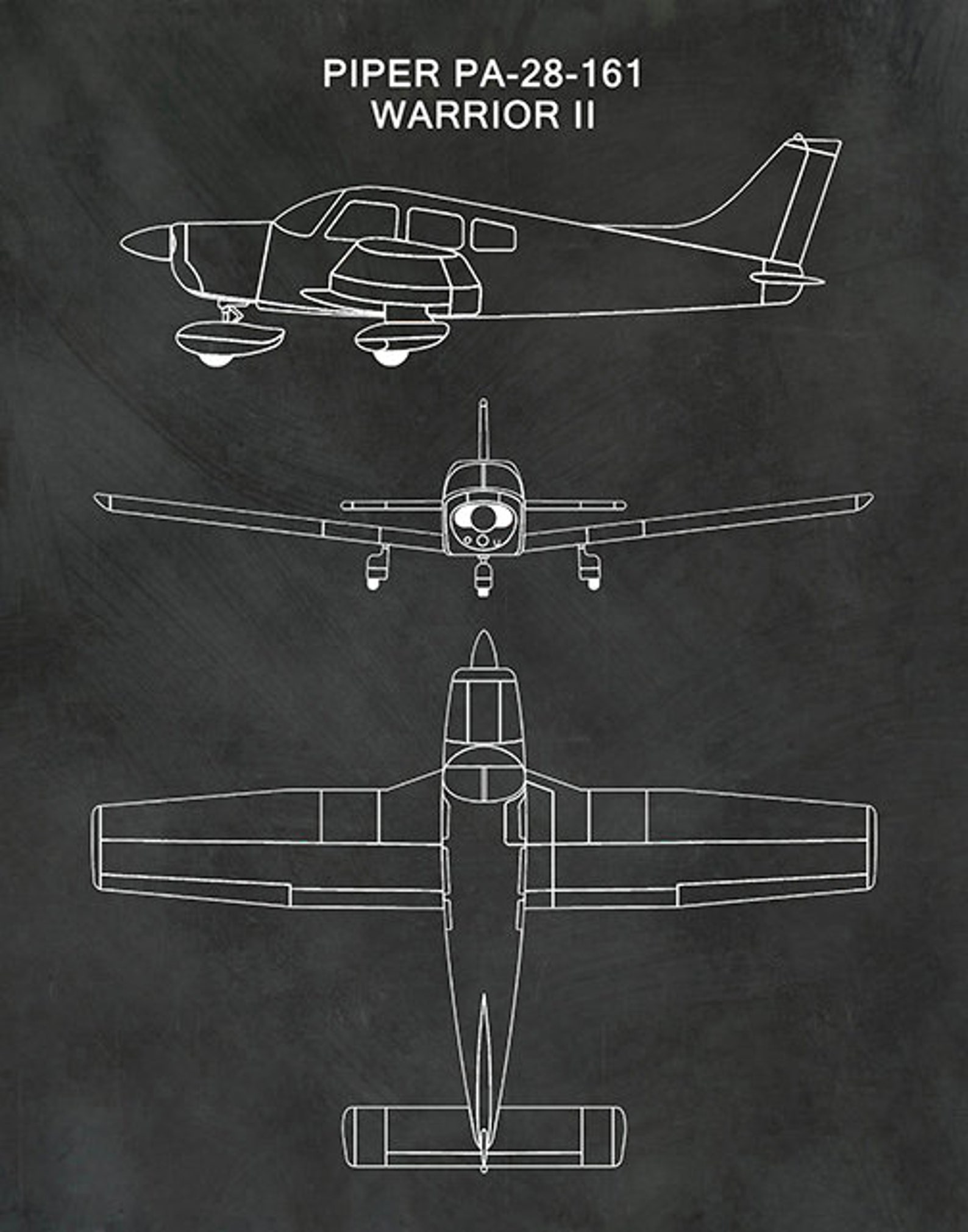 Piper PA-28-161 Drawing, Piper Warrior II Poster, Piper Cub Airplane ...