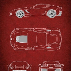 Corvette C7-Z06 Grand Sport Drawing, 2014-2020 Corvette C7-Z06 Grand ...
