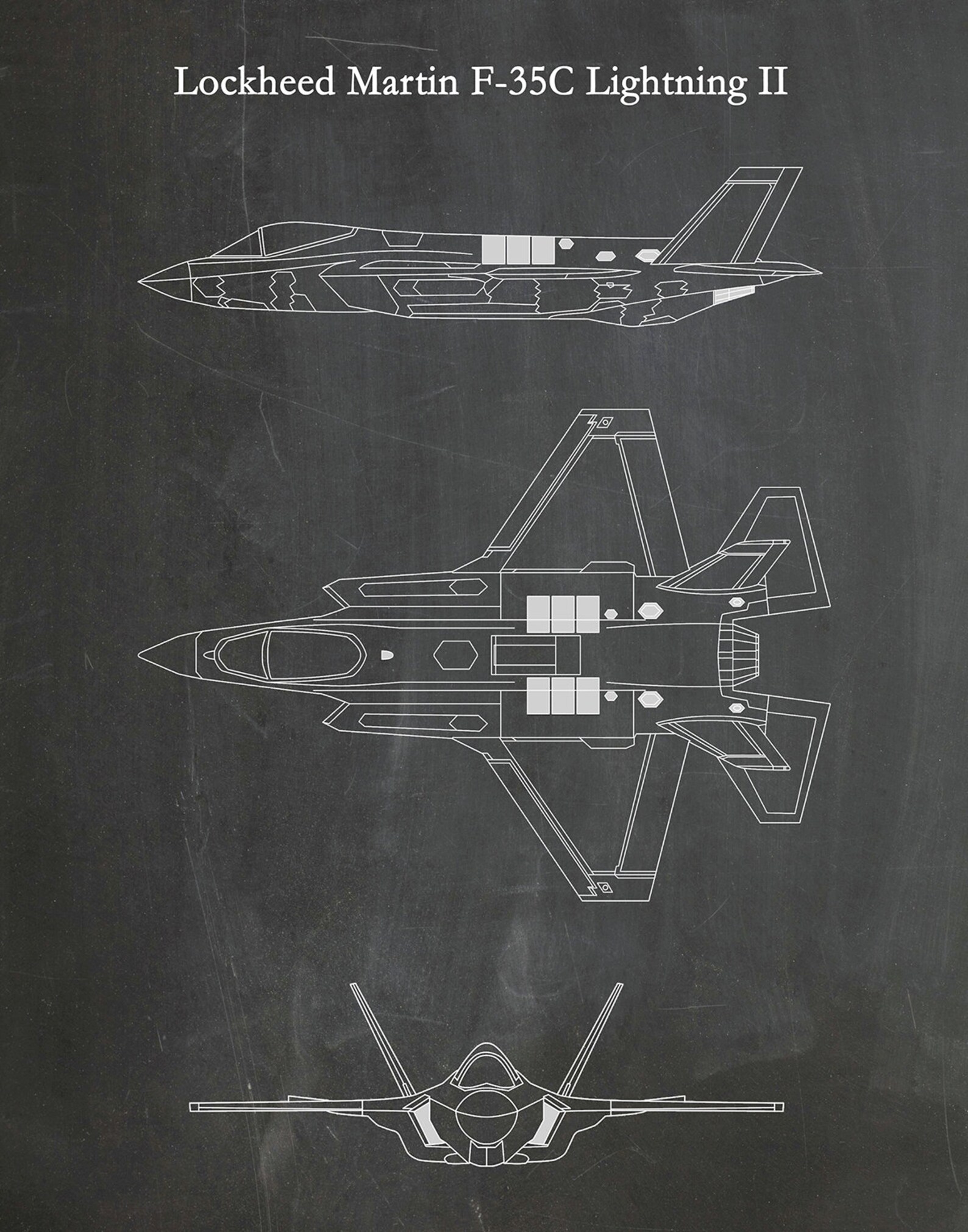 Lockheed Martin F-35 Lightning II Drawing, F-35C Aircraft Blueprint, F ...
