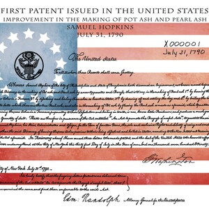 1790 First US Patent Print Issued by the United States Signed by George ...
