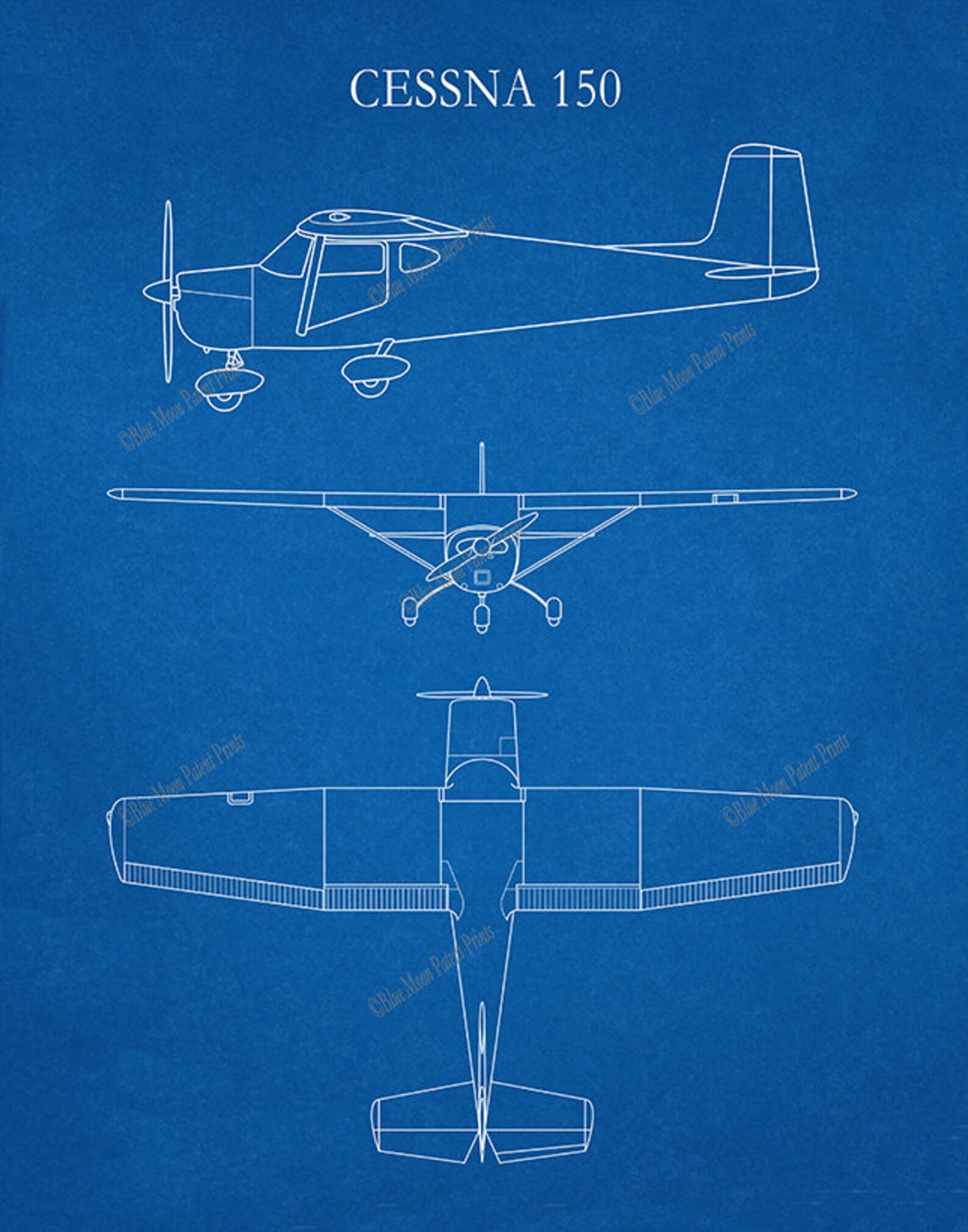 Cessna 150 Skyhawk Drawing - Airplane Art Print - Poster - Aviation Art ...