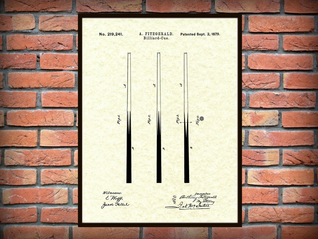 1879 Billiard Cue Patent Print - Pool Cue Poster Print - Pool Cue ...