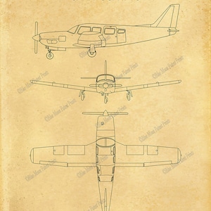 Piper PA-32R-301T Drawing Piper Saratoga Ii TC Poster - Piper Saratoga ...