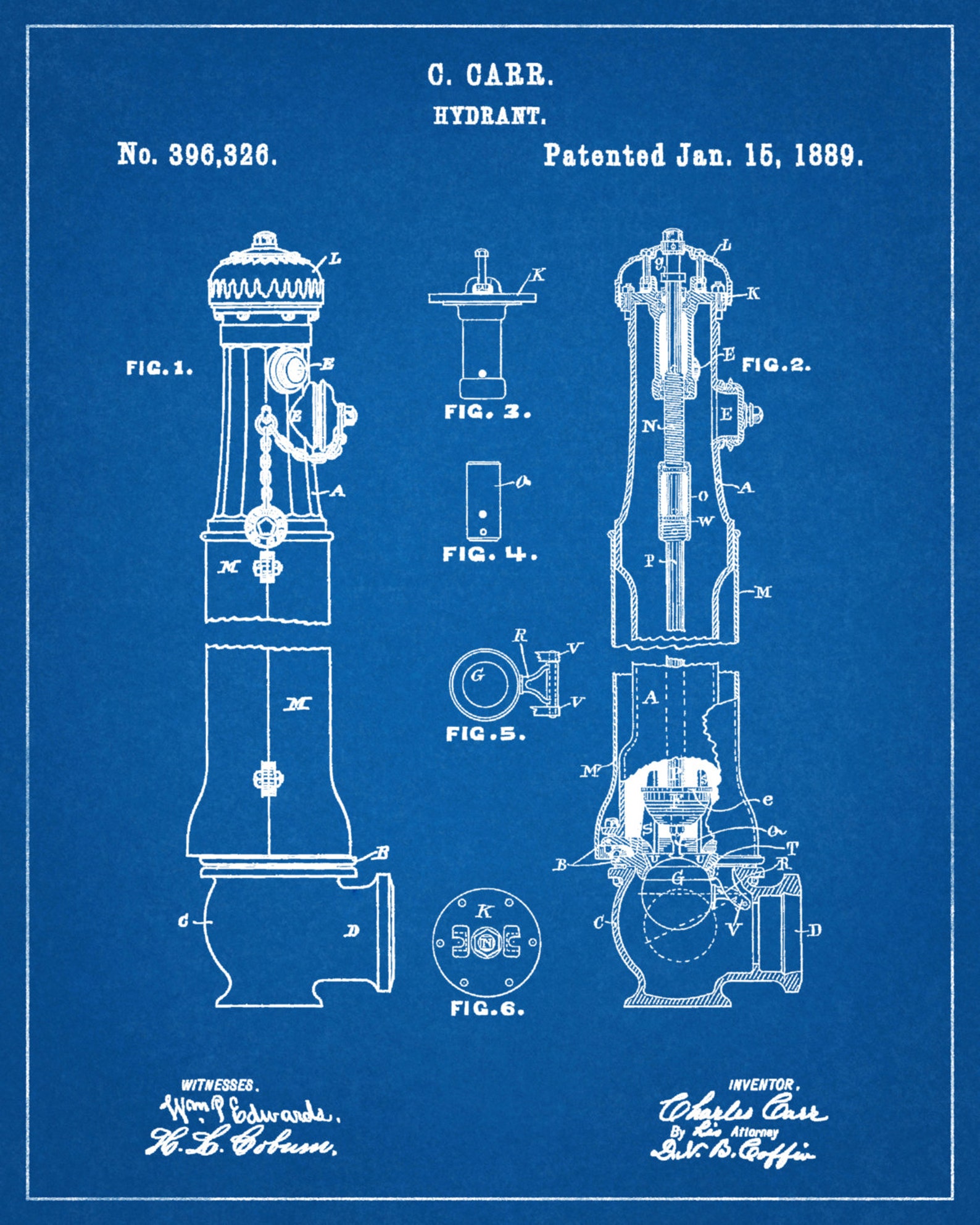 1889 Fire Hydrant Patent Print Fire Hydrant Poster Fire - Etsy