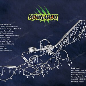 Rougarou Roller Coaster Drawing, Cedar Point Roller Coaster, Rougarou ...