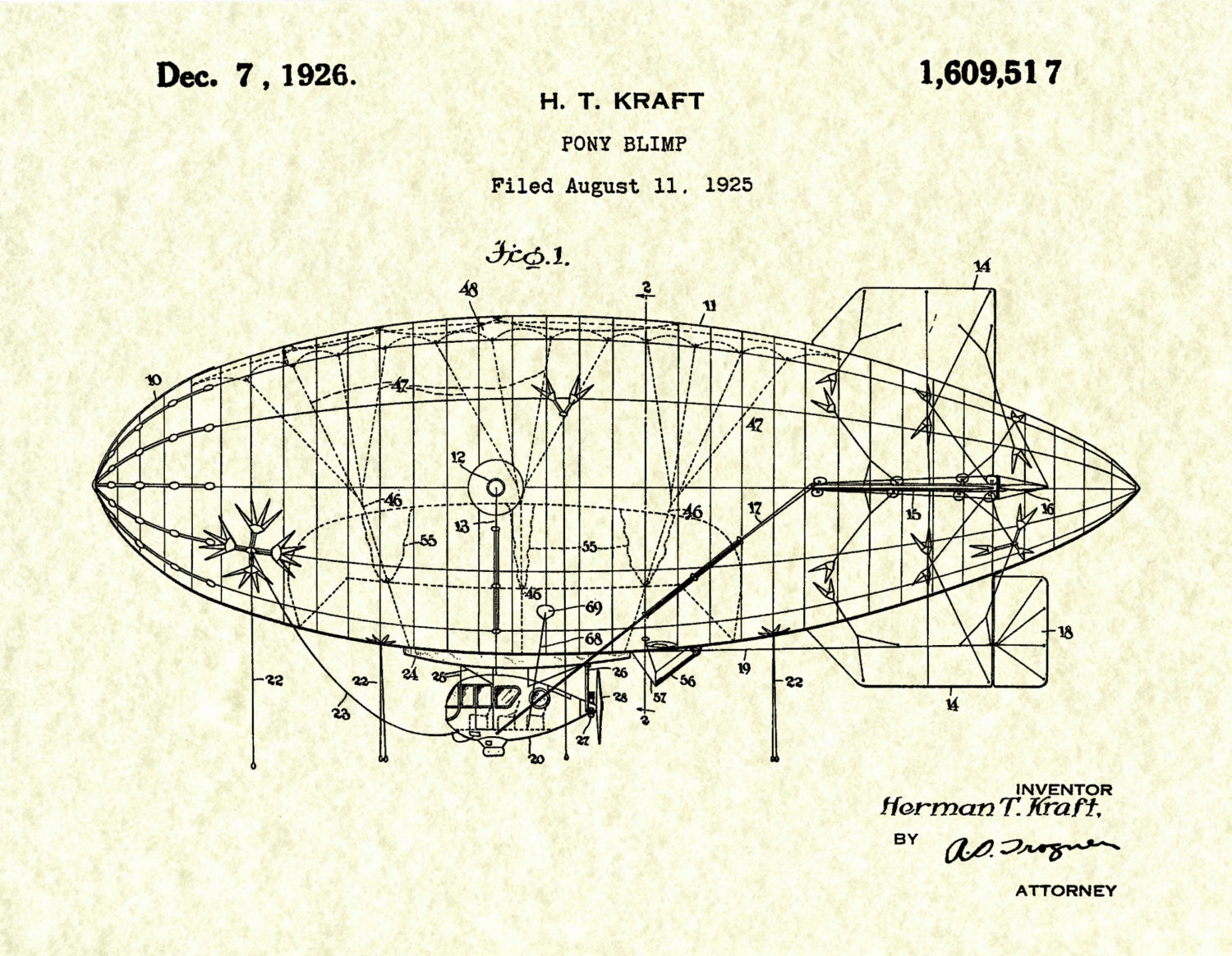 Patent 1926 Goodyear Blimp - Pony Blimp Dirigible Air Balloon Patent ...