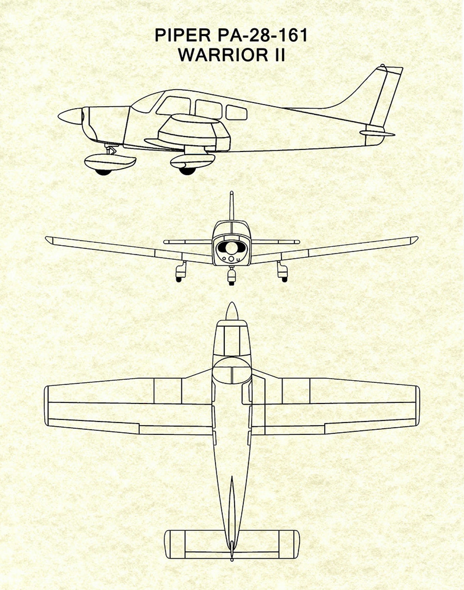 Piper PA-28-161 Drawing Piper Warrior II Poster Piper Cub - Etsy
