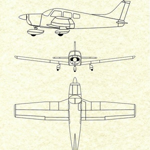 Piper PA-28-161 Drawing Piper Warrior II Poster Piper Cub - Etsy