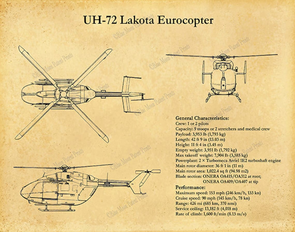 UH-72 Lakota Eurocopter Print UH-72a Lakota Helicopter | Etsy