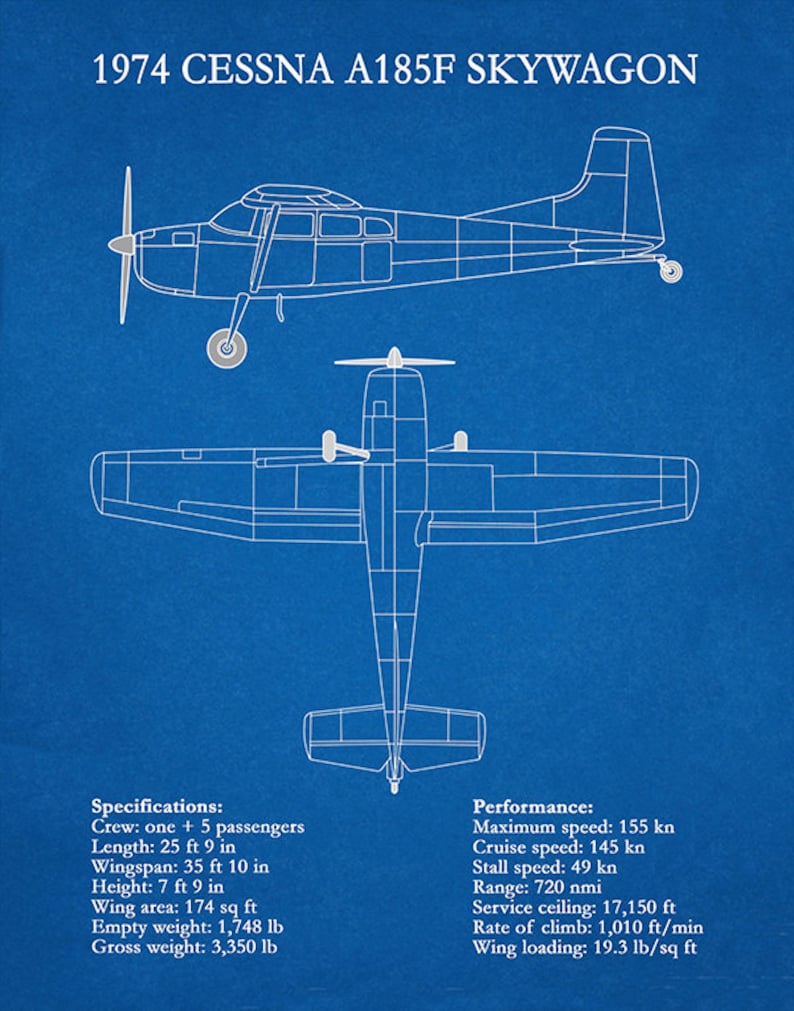 1974 Cessna A185F Skywagon Drawing Cessna 185 Airplane Print - Etsy