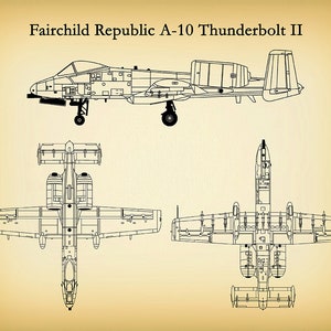 Fairchild Republic A-10 Thunderbolt II Drawing Vers #2, A-10 Warthog ...