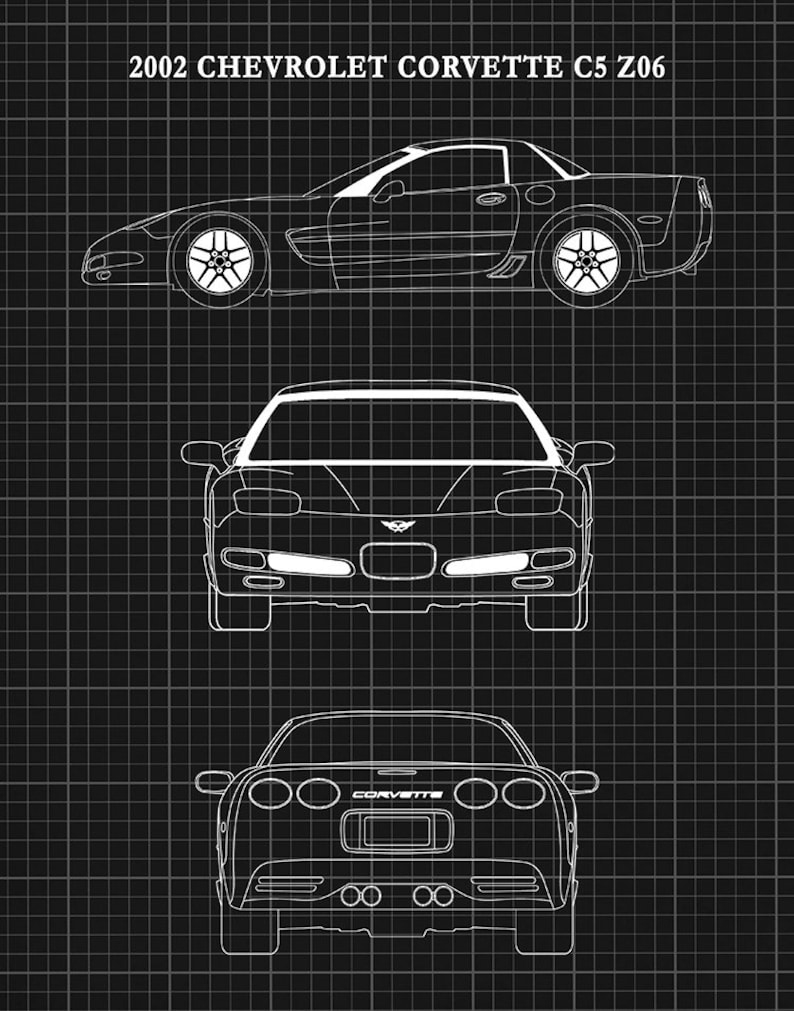 2002 Corvette C5 Z06 Art Print Chevy Corvette C5-Z06 2001 - Etsy