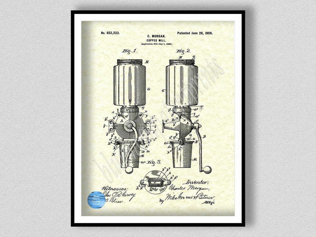 1900 Coffee Mill Patent Print, Arcade Crystal Coffee Grinder Poster ...