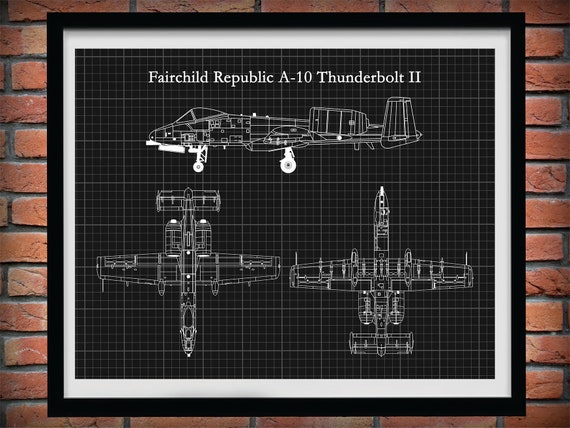 Fairchild Republic A-10 Thunderbolt II Drawing Vers 2 A-10 | Etsy
