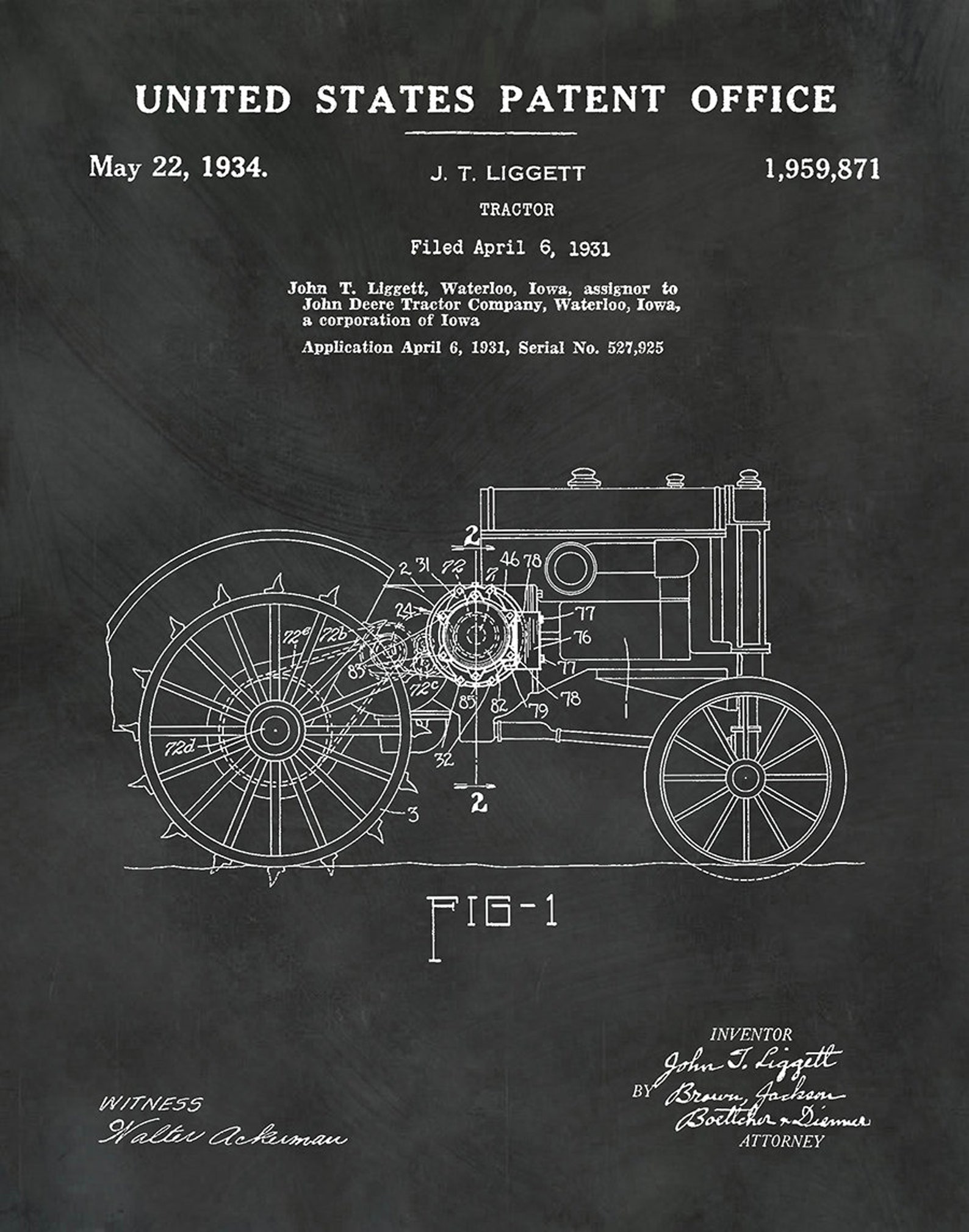 1931 John Deere Tractor Patent Print 1931 John Deere Tractor - Etsy