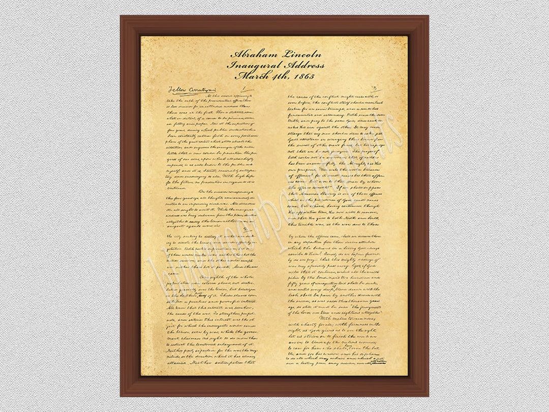 Abraham Lincoln 1865 2nd Inaugural Address Art Print, Abraham Lincoln ...