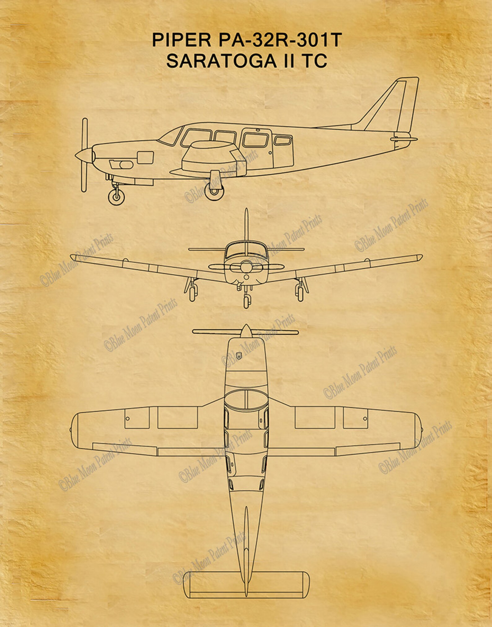 Piper PA-32R-301T Drawing Piper Saratoga Ii TC Poster Piper - Etsy