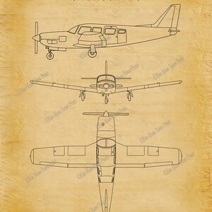 Piper PA-32R-301T Drawing Piper Saratoga Ii TC Poster - Piper Saratoga ...