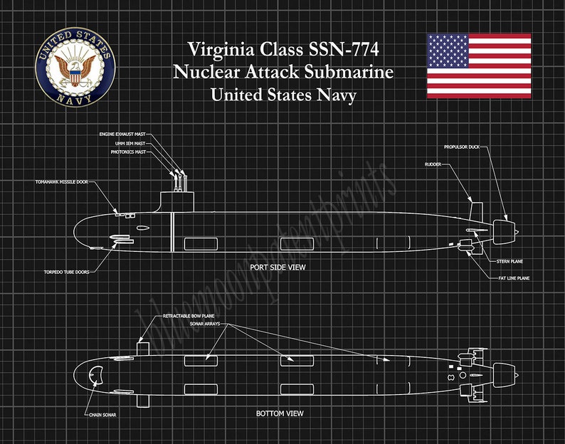Virginia Class SSN-774 Submarine Blueprint USS Virginia Class | Etsy