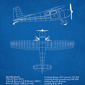 Cessna 180A Skywagon Drawing, Cessna 180 Airplane Art Print, Cessna ...