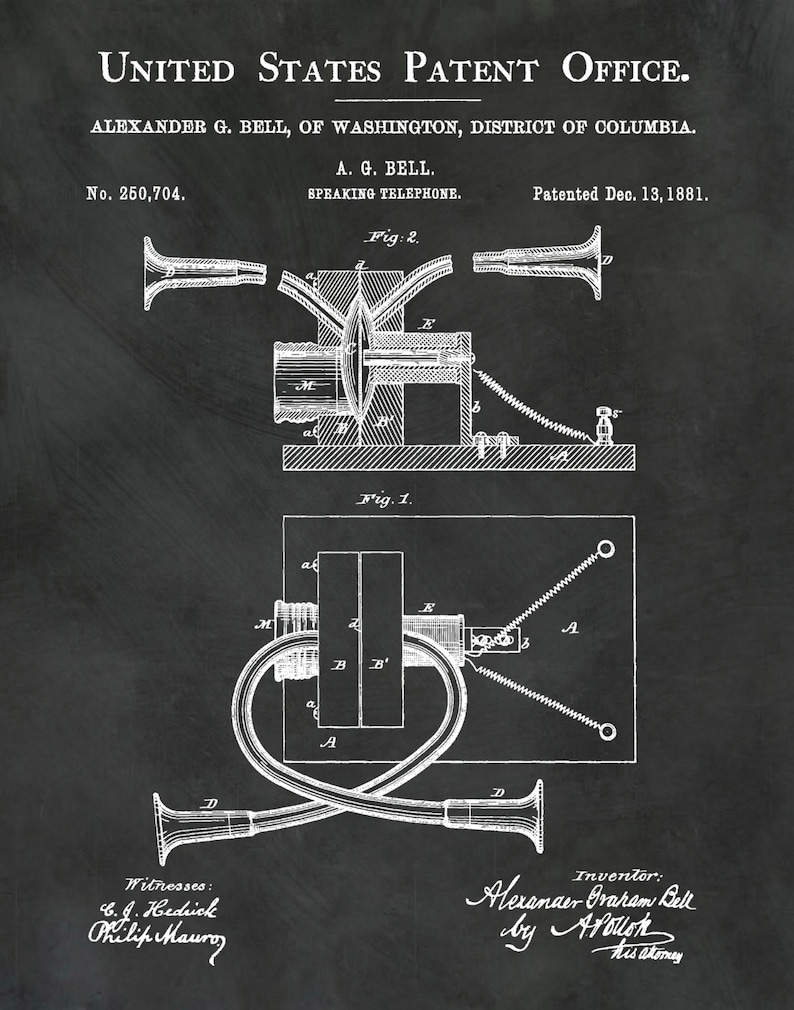 Patent 1881 Telephone Alexander Graham Bell Invention | Etsy