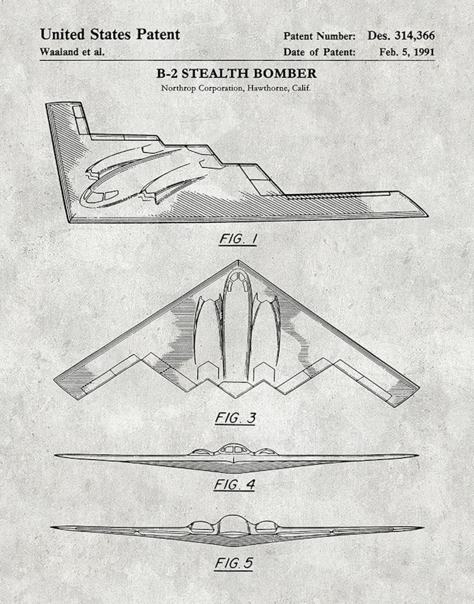 1991 B-2 Stealth Bomber Northrop Grumman Patent Print B2 - Etsy