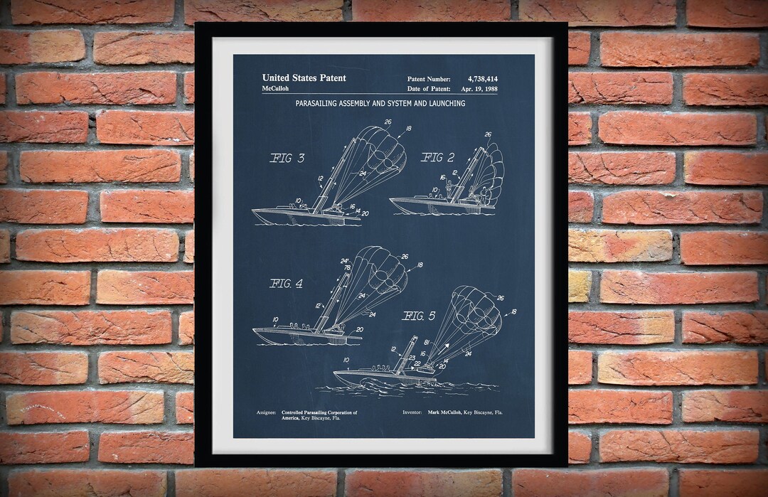 1988 Parasailing Patent Print, Parasailing Poster, Parasailing Assembly ...