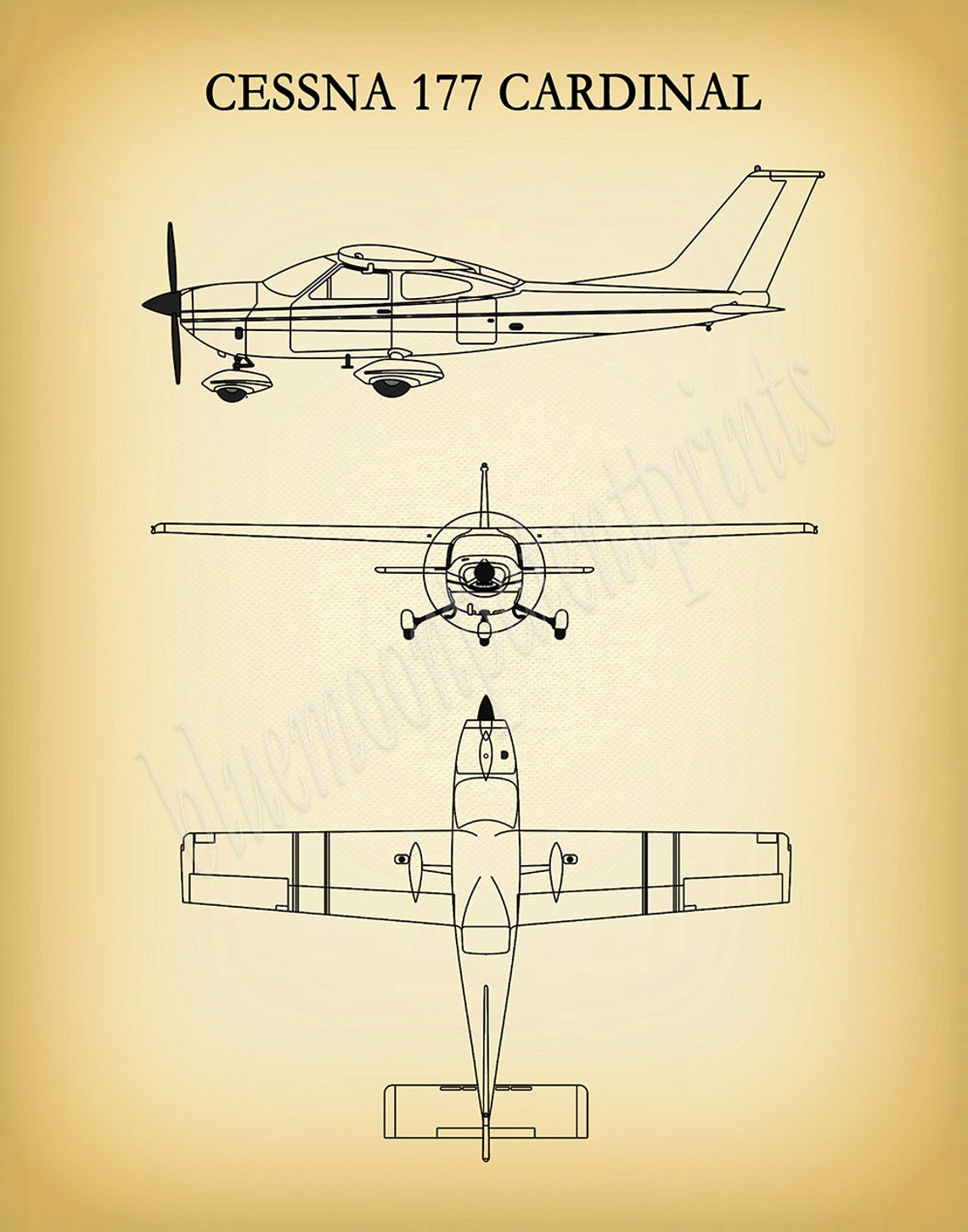 Cessna 177 Cardinal Drawing Cessna 177 Cardinal Airplane Art | Etsy