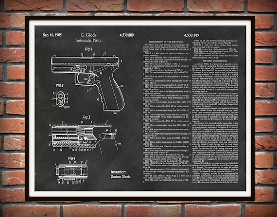 1985 Glock Pistol Patent Print Version 2 Art Print | Etsy