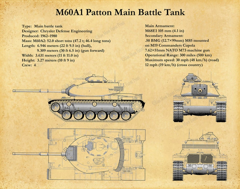 M60A1 Patton Main Battle Tank Designed for the Military M60A1 | Etsy