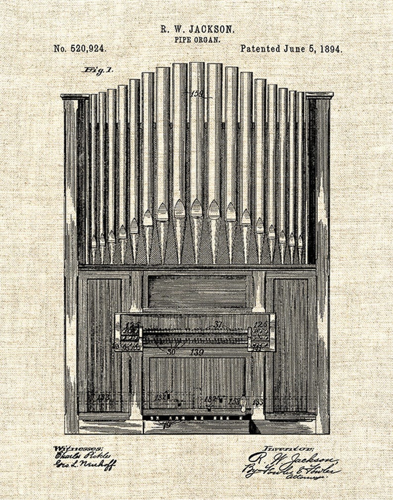 1894 Pipe Organ Patent Print Church Organ Church Decor - Etsy