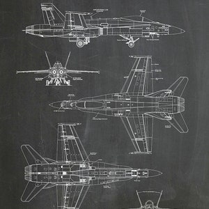 F-18 Hornet Patent Drawing Print Bomber Plane Mcdonnell Douglas ...
