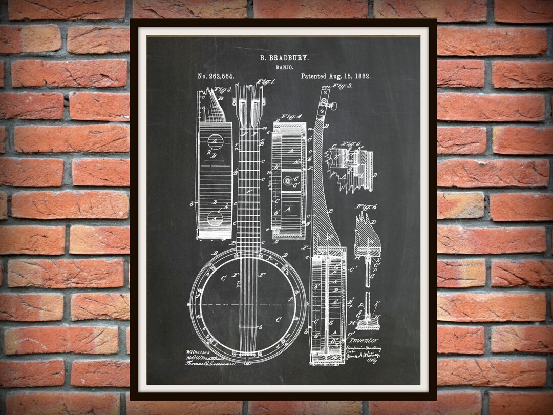 Patent 1882 Banjo - Musical Instrument Art Print - String Instrument ...