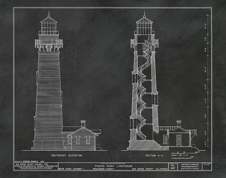 Pigeon Point Lighthouse Drawing Pigeon Point Lighthouse - Etsy