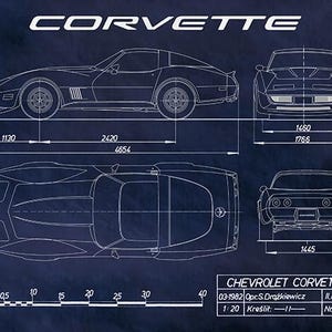 Corvette C3 Drawing, Chevy Corvette C3 Poster, Chevrolet Corvette C3 ...