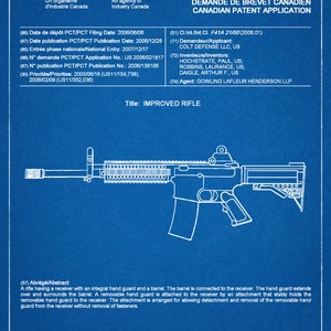 2006 Colt C7 Rifle Patent Print Canadian Patent Semi-automatic Assault ...
