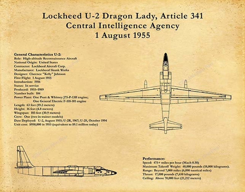 U2 dragon Lady Blueprint Vers 2 CIA U2 Spy Plane - Etsy