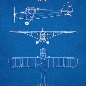 Piper Super Cub PA-18 Drawing - Piper Cub Poster, Piper Cub Blueprint ...